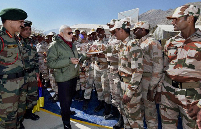 Pm Narendra Modi Celebrates Diwali With Soldiers Near China Border 